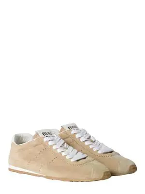Miu Miu Miu Miu Suede Lace-Up Sneakers Neutrals