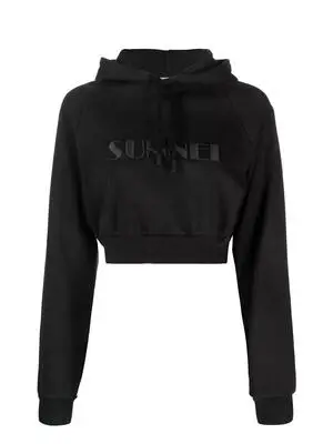 Sunnei Cropped Logo Hoodie - Black