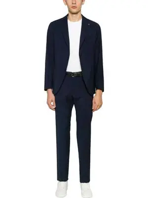 Tagliatore Logo-appliqué Virgin Wool Single-breasted Suit - Blue