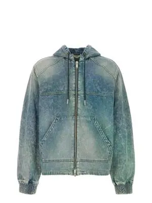 1989 STUDIO Washed Denim Hooded Jacket - Blue
