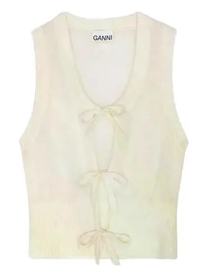 GANNI Tie Front Vest - Neutrals