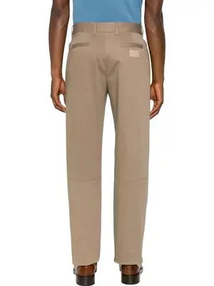 Fendi Ff Logo-plaque Stretch-cotton Pants - Neutrals