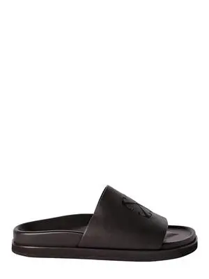 Off-White Arrow Motif Leather Slides - Black