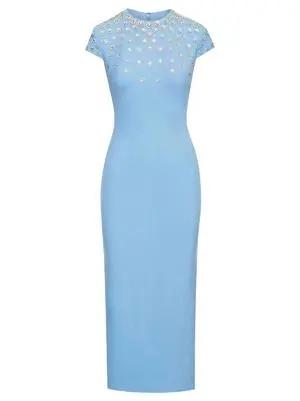 Oscar De La Renta Crystal-embellished Midi Dress - Blue