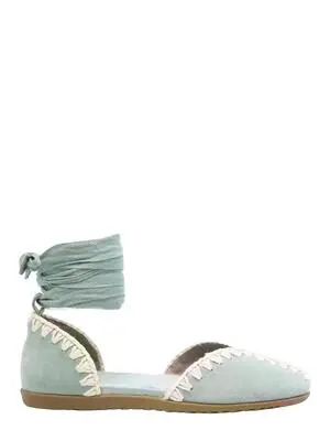 Mou Suede Ballet Flats With Lace-up Fastening - Blue