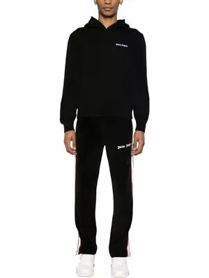 Palm Angels Logo-embroidered Knitted Hoodie - Black