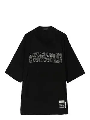 Undercover Slogan Embroidered Cotton T-shirt - Black