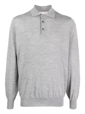 Brunello Cucinelli Knitted Polo Shirt Grey