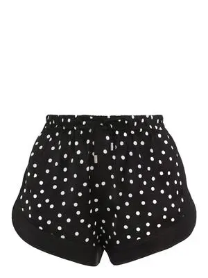Saint Laurent High-waist Polka-dot Silk Shorts - Black