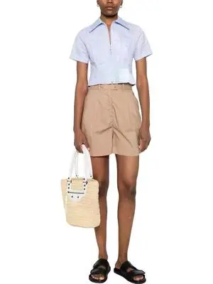 Herno Herno Pleated Belted Shorts Brown