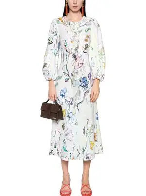 Dorothee Schumacher Floral Print Midi Dress - White