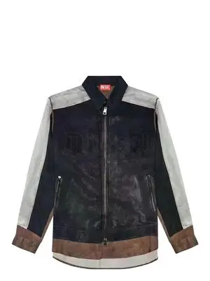 DIESEL® Logo-print Zip-up Shirt - Black