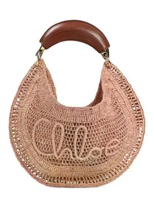 Chloé Chloé Crochet-Knit Logo Tote Bag Neutrals