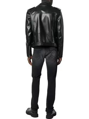 BILLIONAIRE Logo Patch Straight-leg Jeans - Black