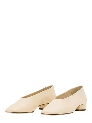 AeydĒ 25mm Leather Block Heel Pumps - Neutrals
