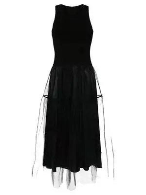 JNBY Midi Dress With Tulle Inserts - Black