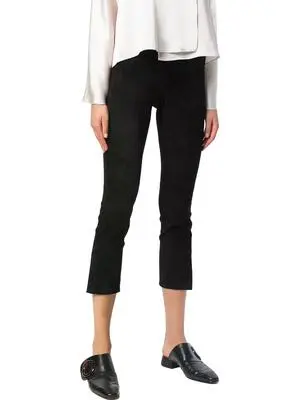 Vince Cropped Leather Trousers - Black