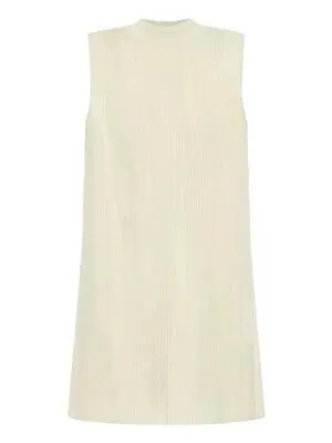 JIL SANDER Ribbed Sleeveless Mock Neck Sweater - Neutrals