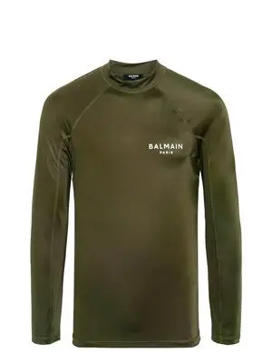 Balmain Logo-print Long-sleeve T-shirt - Green