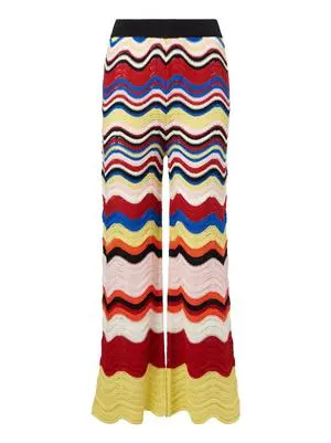 La DoubleJ Chevron Crochet Cotton Wide-leg Pants - Multicoloured