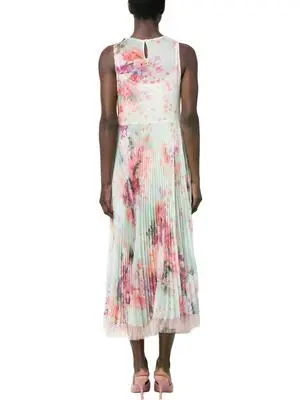 TWINSET Floral Pleated Midi Dress - Pink