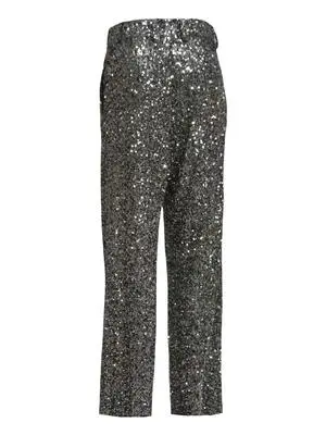 NINEMINUTES Sequin-embellished Straight Leg Trousers - Silver
