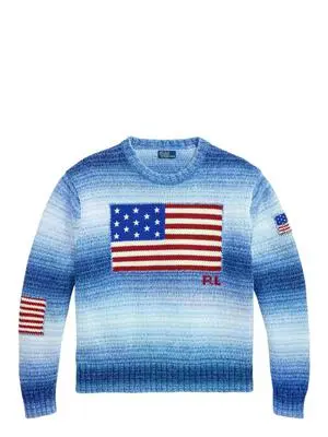 Polo Ralph Lauren Flag Motif Cotton Sweater - Blue