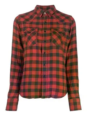 Ralph Lauren Check Print Linen Shirt - Red