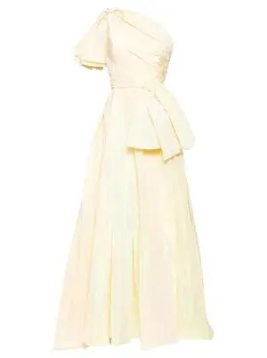SAIID KOBEISY One-shoulder Taffeta Gown With Bow Detailing And Front Slit - Yellow