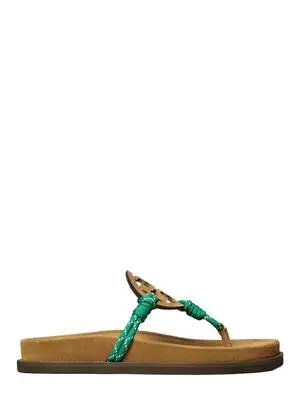 Tory Burch Miller Cloud Thong Flat Sandals With Knotted Rope Detailing - Brown