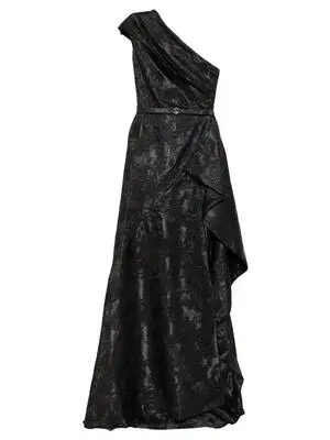 SAIID KOBEISY One-shoulder Brocade Maxi Dress - Black