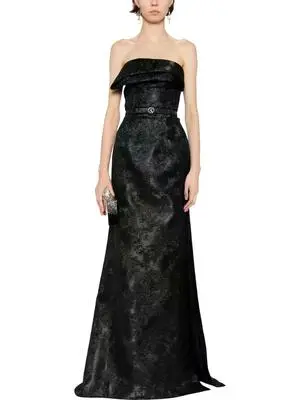 SAIID KOBEISY Saiid Kobeisy Brocade Strapless Belted Gown Black