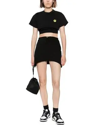 BARROW Drawstring-fastening Cotton Miniskirt - Black