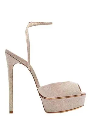 Casadei 140mm Glittered Platform Sandals - Neutrals