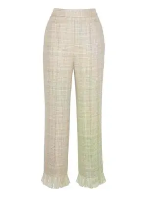 ADAM LIPPES Adam Lippes Fringed Plaid Linen Trousers