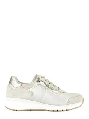 Gabor Metallic-finish Suede Lace-up And Zip-up Sneakers - Neutrals
