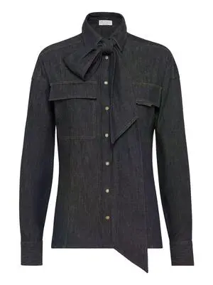 BRUNELLO CUCINELLI Brunello Cucinelli Pussy Bow Denim Shirt