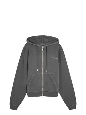 MKI MIYUKI ZOKU Logo Print Cotton-blend Zip-up Hooded Sweatshirt - Black