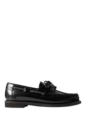 Brunello Cucinelli Embellished Polished-leather Boat Shoes - Black