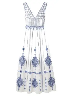 EMPORIO SIRENUSE Nellie Embroidered Maxi Dress - Neutrals