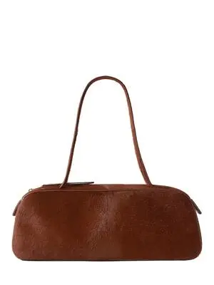 Khaite Simona Leather-trimmed Calf Hair Shoulder Bag - Red