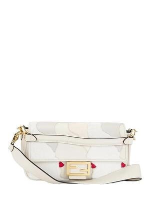 FWRD RENEW Fendi Mink Fur Nappa Faces Baguette Shoulder Bag - Ivory