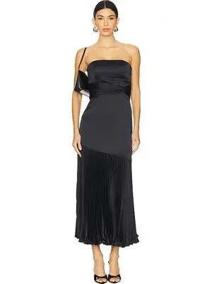 AMUR Milly Pleated Midi Dress - Navy