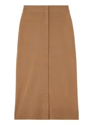 Victoria Beckham Merino Wool-blend Midi Skirt - Brown