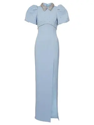 Rebecca Vallance Amery Embellished Puff-sleeve Gown - Blue