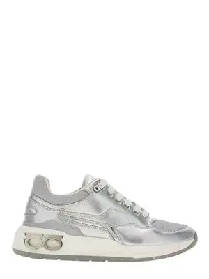 FERRAGAMO Leather Sneakers - Silver