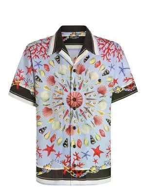 Dolce & Gabbana Shell-print Hawaii Shirt Blue
