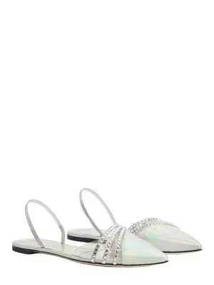 GIUSEPPE ZANOTTI Clarály Slingback Flat Sandals - Silver