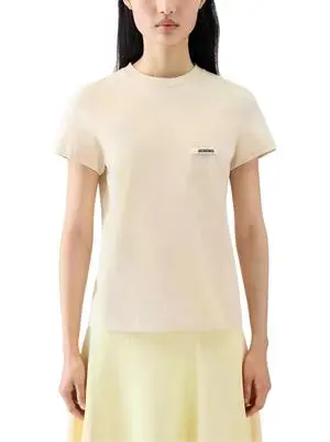 Jacquemus Jacquemus Ribbed Logo T-Shirt Neutrals