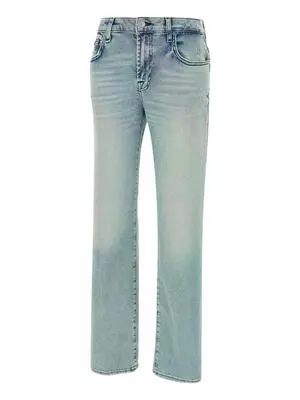 7 For All Mankind Faded Straight-leg Jeans - Blue